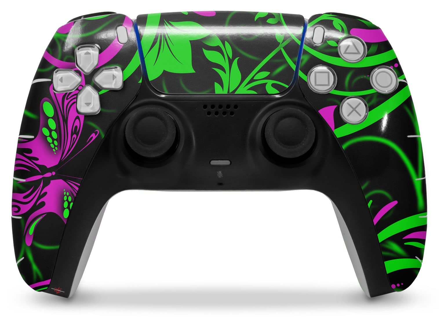 WraptorSkinz Skin Wrap compatible with Sony PS5 DualSense Controller Twisted Garden Green and Hot Pink (CONTROLLER NOT INCLUDED)