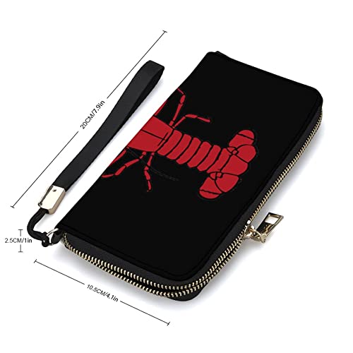 FunnyStar Red Lobster Women's Long RFID Hand Wallet Wristlet Clutch Purse PU Leather Handbag with Wrist Strap