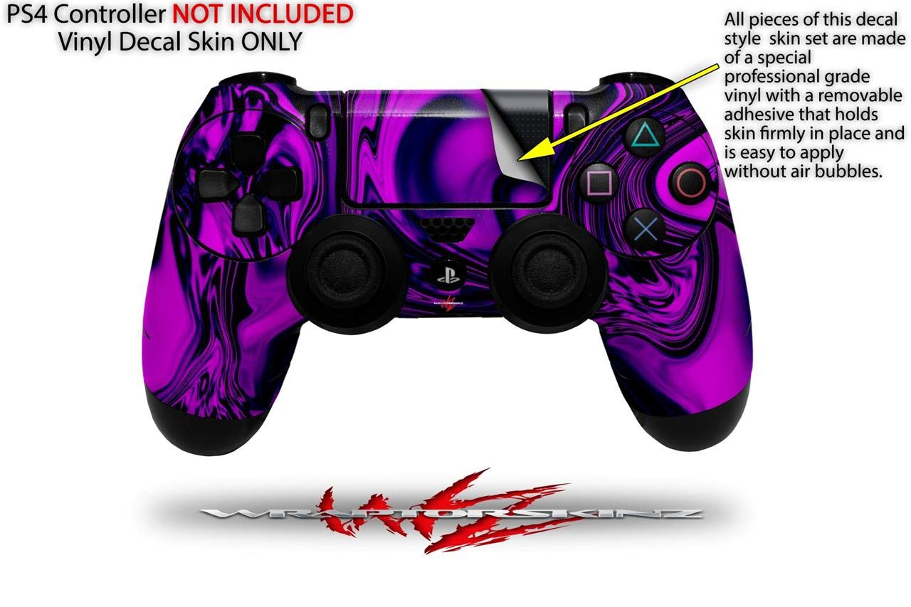 WraptorSkinz Vinyl Decal Skin Compatible with Sony PS4 Controller PlayStation 4 Original Slim and Pro Liquid Metal Chrome Purple (Controller NOT Included)