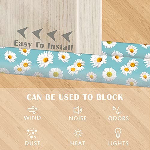 Joismea Adjustable Double Sided Door Draft Stopper, Window Breeze Blocker Machine-Washable, Weather Stripping, Noise Reducer - Daisy