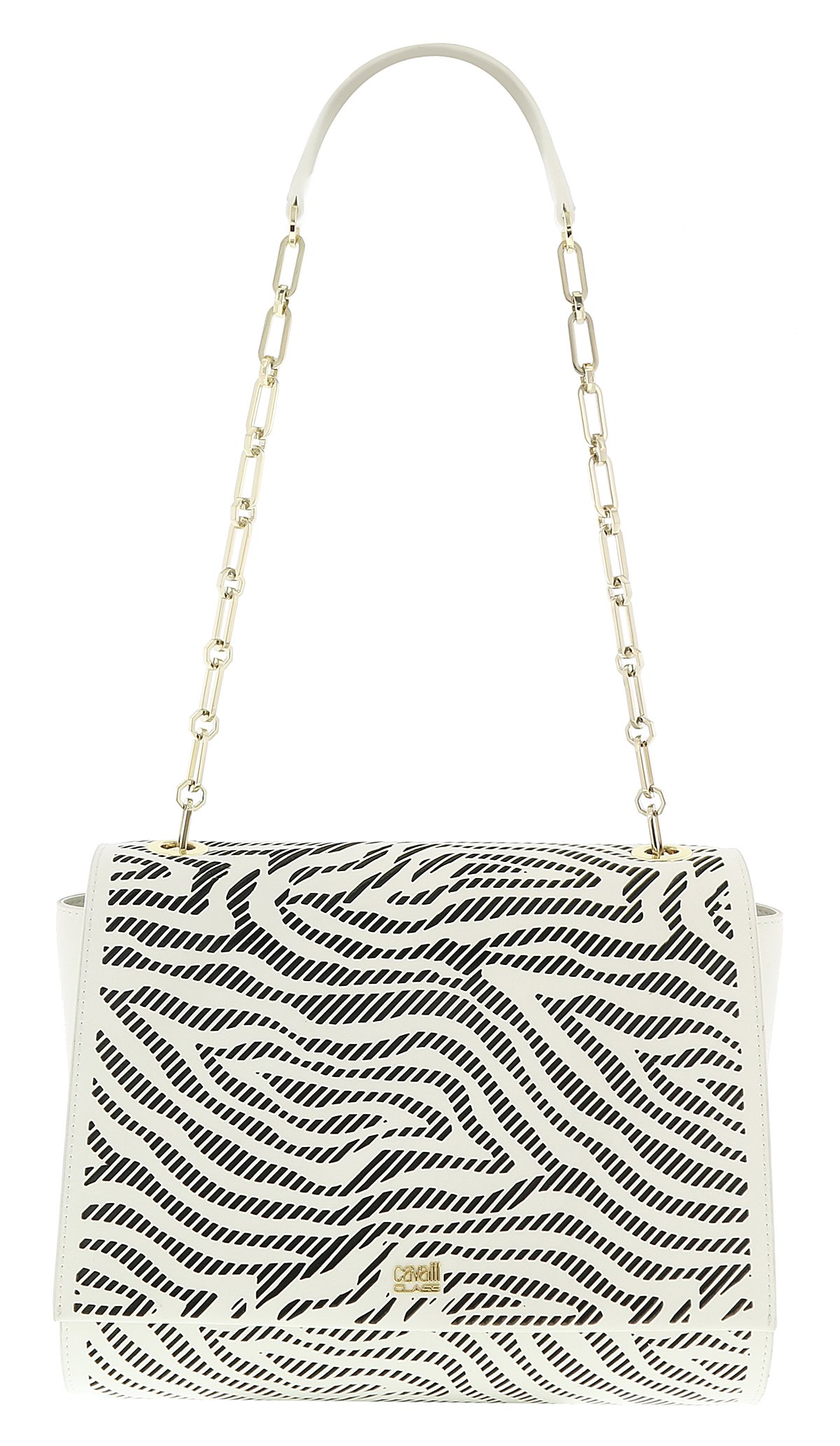 ROBERTO CAVALLI GQLPA0 B20 White/Black Audrey Medium Shoulder Bag for womens