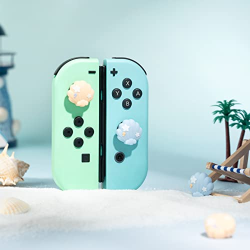 GeekShare Cute Silicone Joycon Thumb Grip Caps, Joystick Cover Compatible with Nintendo Switch/OLED/Switch Lite,4PCS - Seashell