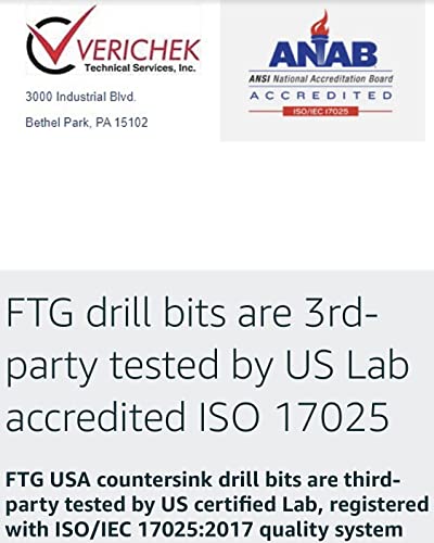 FTG USA Wood Countersink Drill Bit Set Sizes 6 8 10 12 Countersink Tapered Drill Bits, 2 Wood Plug Cutter for Sizes 3/8" and 1/2", 2 Stop Collars, 1 Allen Wrench, and 6 Storarage Containers