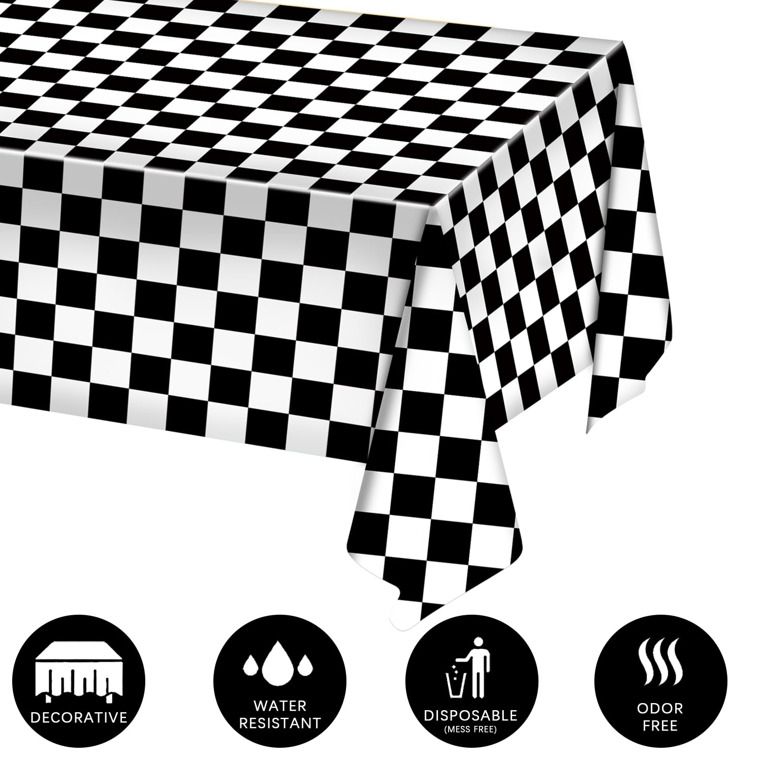 Oigco 3 Pack Black and White Checkered Tablecloths Race Car Theme Party Tablecloths for Motor Racing Birthday Party Decorations Racing Party Favours Supplies, 54" x 108"