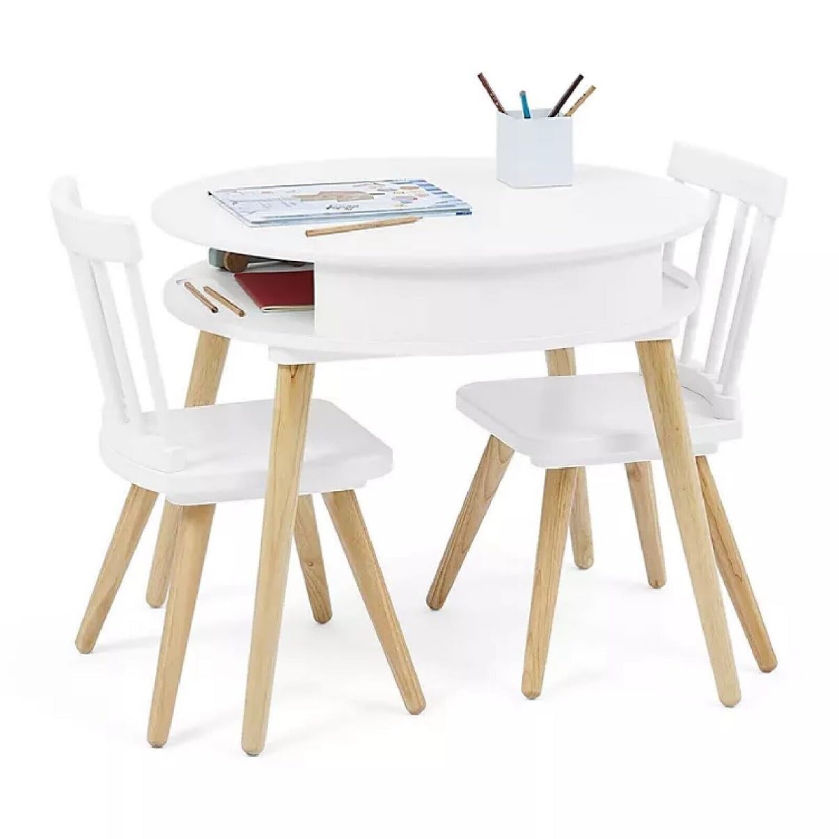 Delta Children Hudson Storage Table and 2-Piece Chair Set White