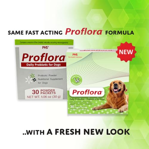 Proflora Probiotics for Dogs-Complete Gut Health & Immune Support. Easy to Use Digestive Multi-Strain Probiotics. Easier Diet Transitions, Healthier Skin & Coat & Helps Treat Diarrhea. 30 Packets.