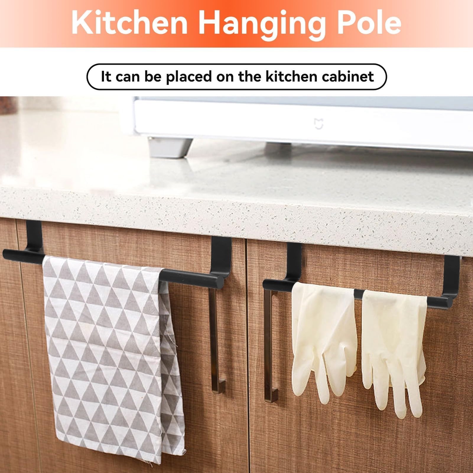 Over Cabinet Cupboard Door Towel Bar, 2 Pack Stainless Steel Kitchen Towel Holder Over Door Towel Rack Bar Holder Towel Racks for Bathroom Door (23cm)