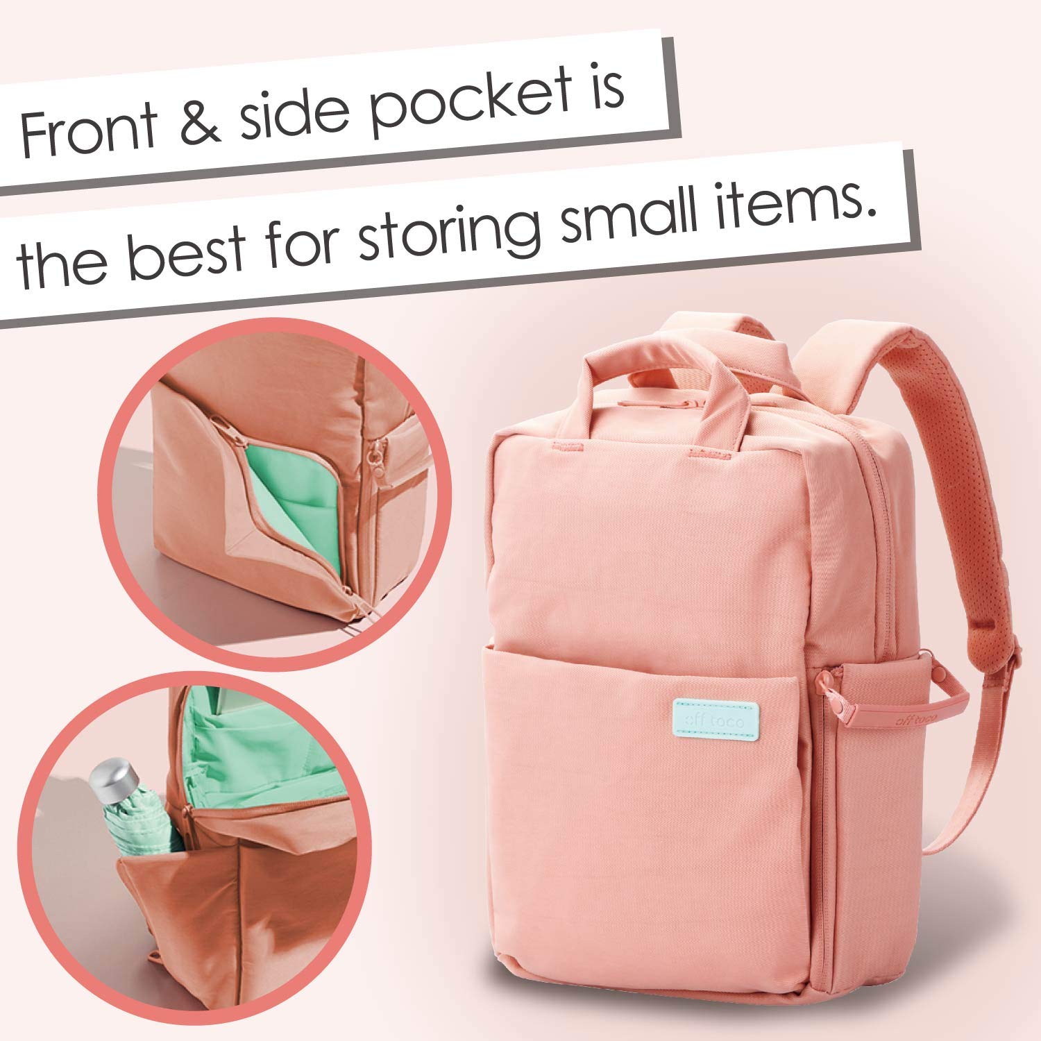 ELECOM Offtoco 2WAY Laptop Sleeve Backpack, Handbag, Limited Color Model, Multiple Inner Pockets, Water Repellent Finish, Support Up to 9.7 inch Tablet/Pink/BM-OF05PN