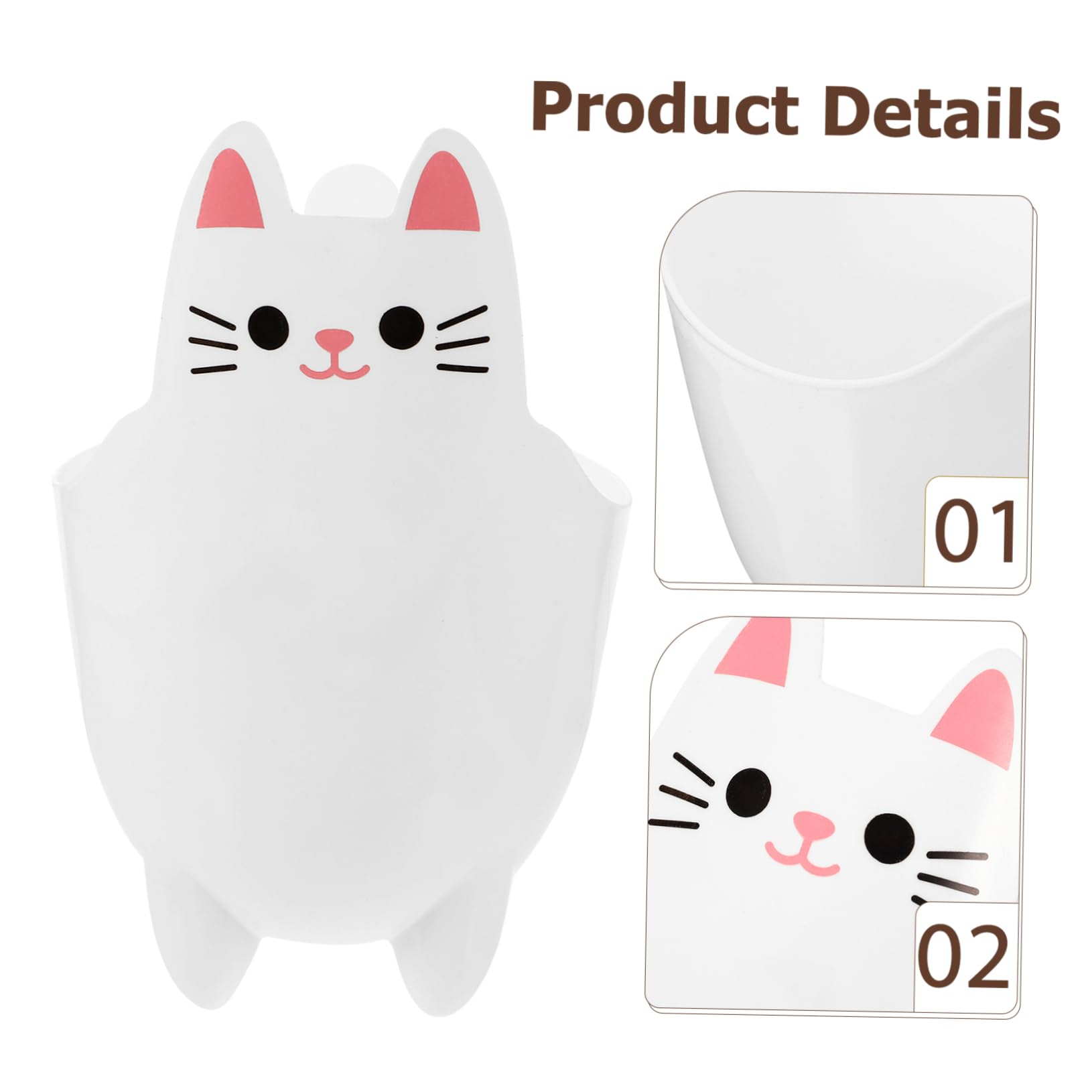 OKUMEYR Cat Shaped Trash Can, Mini Desktop Trash Can with Lid, Plastic, Black, 6.5" x 6.5" x 6.5"