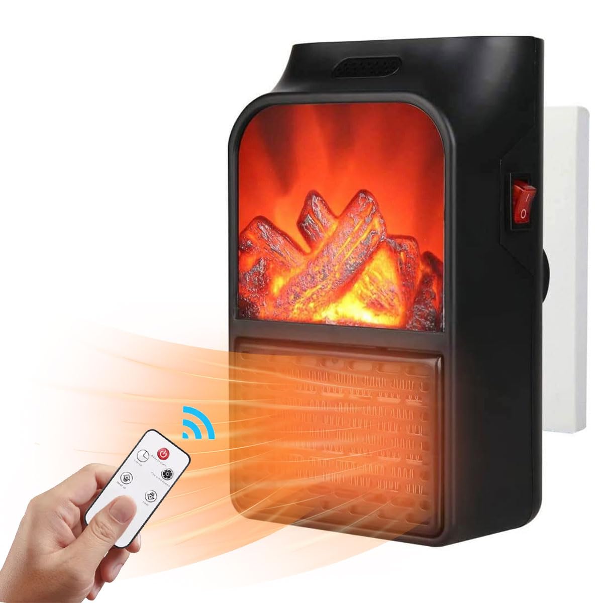 Plug in Heater for Indoor Use, 800W Ecoheat Small Space Heater with PTC Ceramic Heating Element Adjustable Thermostat Wall Outlet Electric Heater for Office, Bedroom, and Bathroom