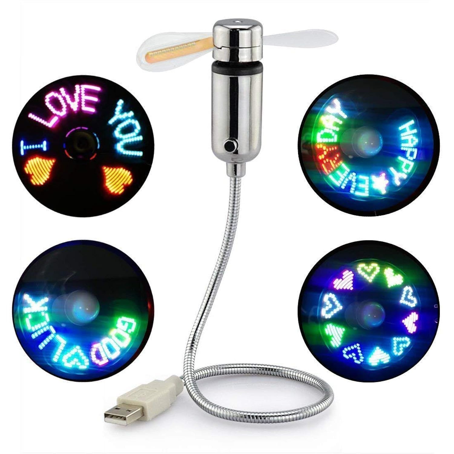 SAYTAY Small USB Fan with Real Time Clock and Temperature Display, Personal Portable USB LED Clock Fan, USB Funny Toy Gadgets Gifts for Men Women Office Home (RGB)