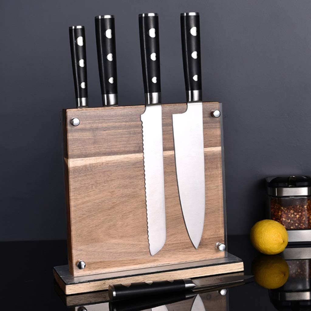 JGATW Knife Block Wooden Magnetic Knife Block Stand Rack Kitchen Cookware Cutlery Storage Knife Block Kitchen Tools Knife Accessories Knife Holder Knife Storage