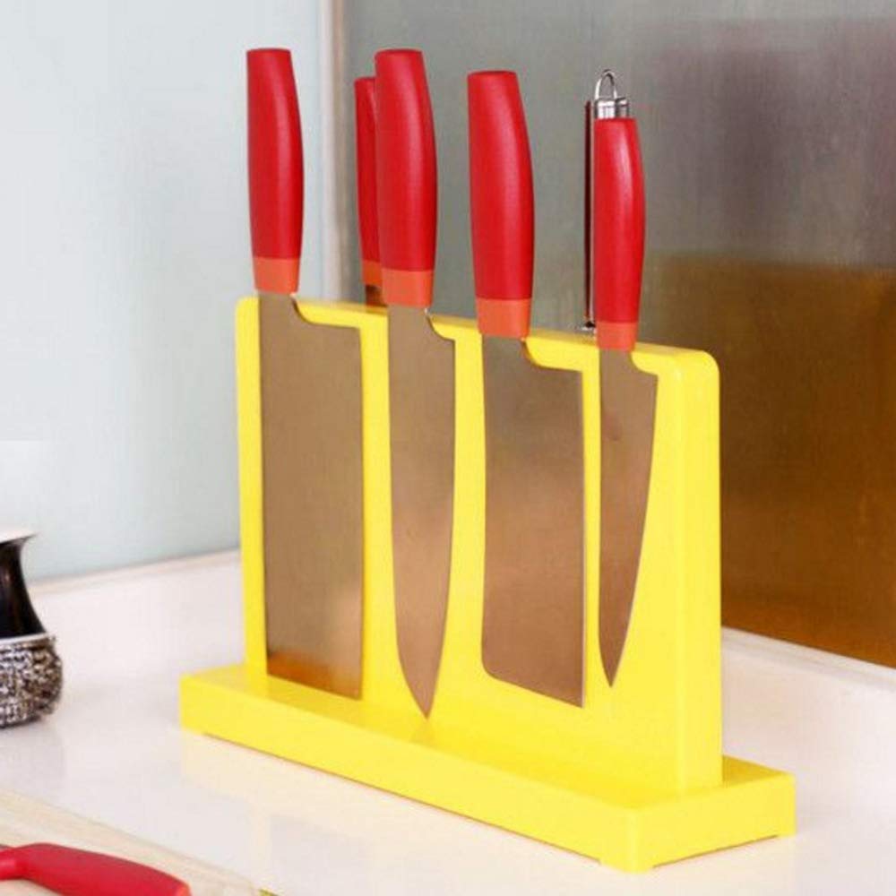 JHHDP Double Side Powerful Magnet Knife Holder Resin Kitchen Metal Gadgets Storage Rack Universal Chef Knife Block Magnetic Tools (Color : D)