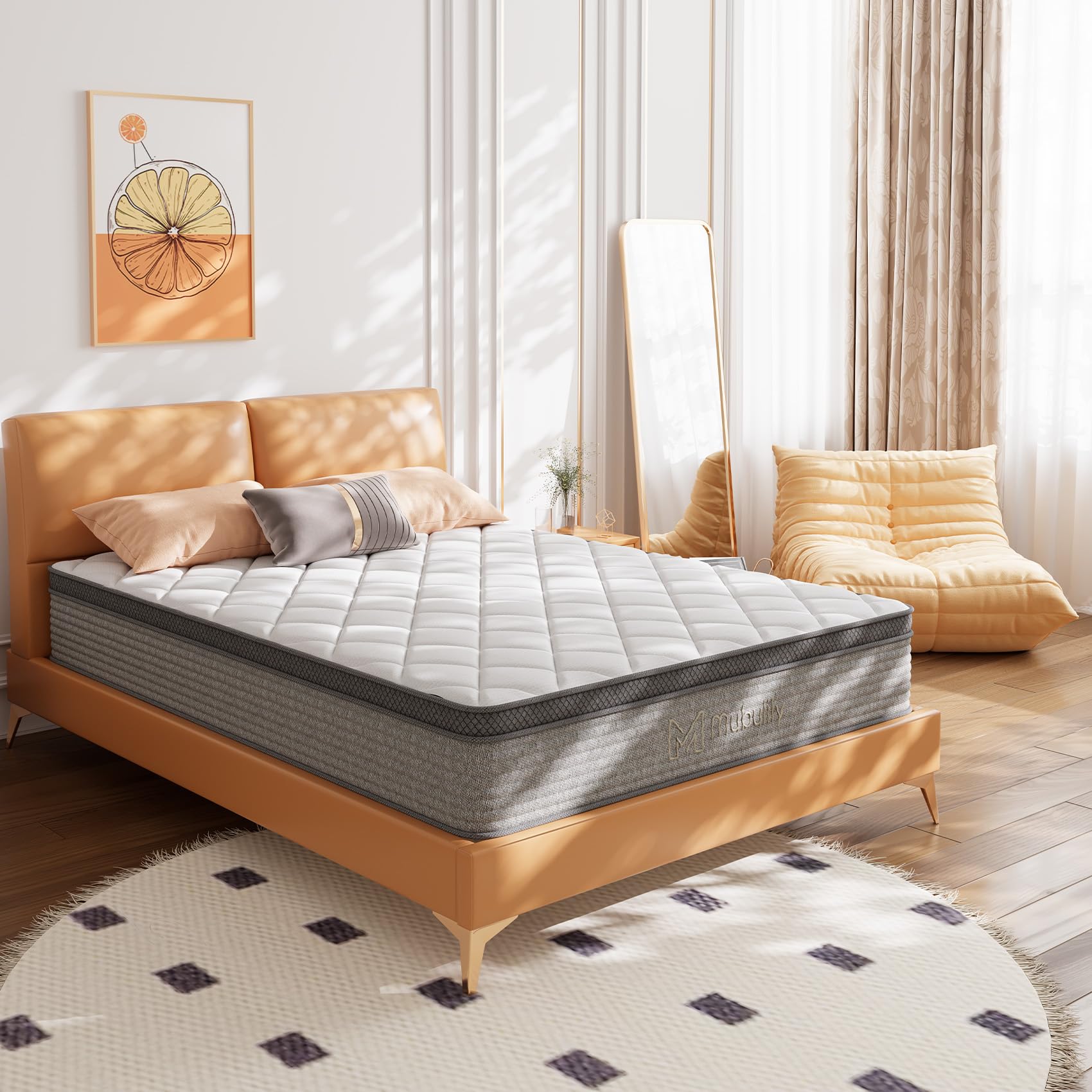 Mubulily King Mattress,14 Inch Hybrid Memory Foam Mattress in a Box,Pressure Relief,Back Pain Relief& Cooling King Bed, King Size Mattress,Cooler Cover,Medium Softer,100 Nights Trial