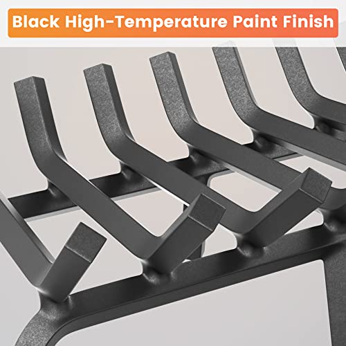HYTXEN 24 inch Fireplace Grate Heavy Duty Solid Steel Indoor Chimney Hearth Bar Fire Grates for Outdoor Kindling Tools Pit Wrought Iron Wood Stove Firewood Burning Rack Holder Black