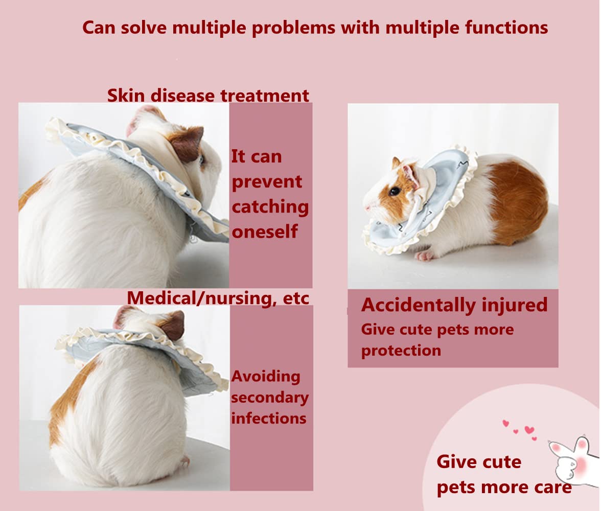 KUNBIUH Adjustable Guinea Pig Cone Pet Recovery Collar,Soft Pet Recovery Collar for Rabbits/Chinchilla/Kittens After Surgery Wound Healing,Elizabeth Neck E-Collar for Small Animals (S)