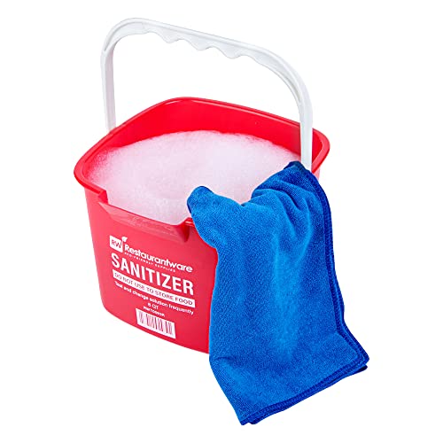 Restaurantware RW Clean 8 Quart Cleaning Bucket 1 Detergent Square Bucket - With Measurements Built-In Spout And Handle Red Plastic Utility Bucket For Home Or Commercial Use
