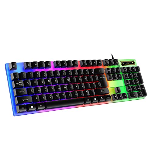 hunikmtgsiol LED Light Backlit USB Wired Gaming Keyboard and Mouse Set 1200dpi Mice Office Keyboard for Computer Desktop PC Laptop Keyboard and Mouse Set