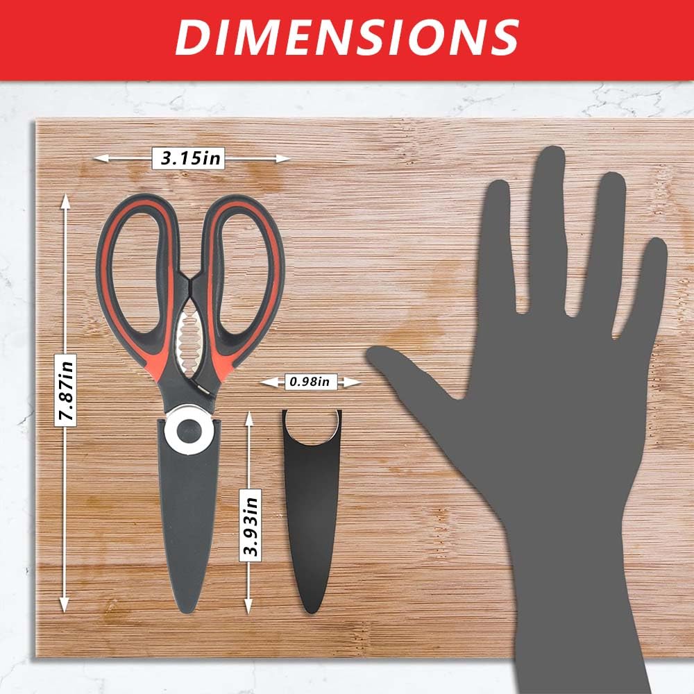 Kitchen Shears, 2-Pack Kitchen Scissors Heavy Duty Meat Scissors, Dishwasher Safe Cooking Scissors, Multipurpose Stainless Steel Sharp Utility Food Scissors for Chicken