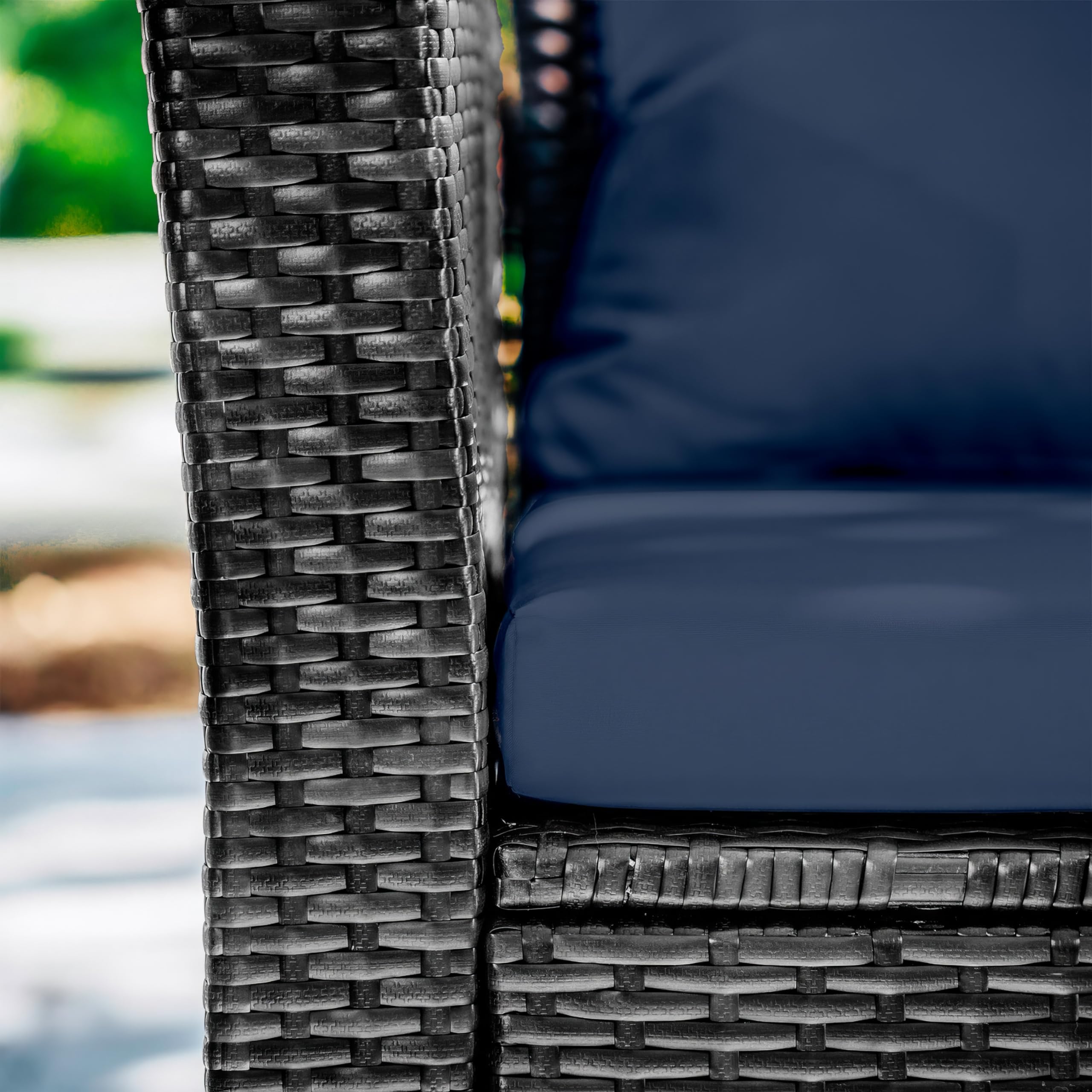 Nestl Wicker Outdoor Furniture Set - 4 Piece Patio Set (Grey/Navy)