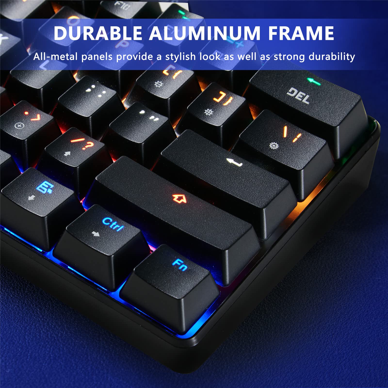 JIDOHUN KB-115 Wired Mechanical Keyboard, 61 Keys RGB Hot Swappable Blue Switch Gaming Keyboard with Software for Windows Vista,WIN7/8/10,Mac OS X Later,Linux,Chrome OS