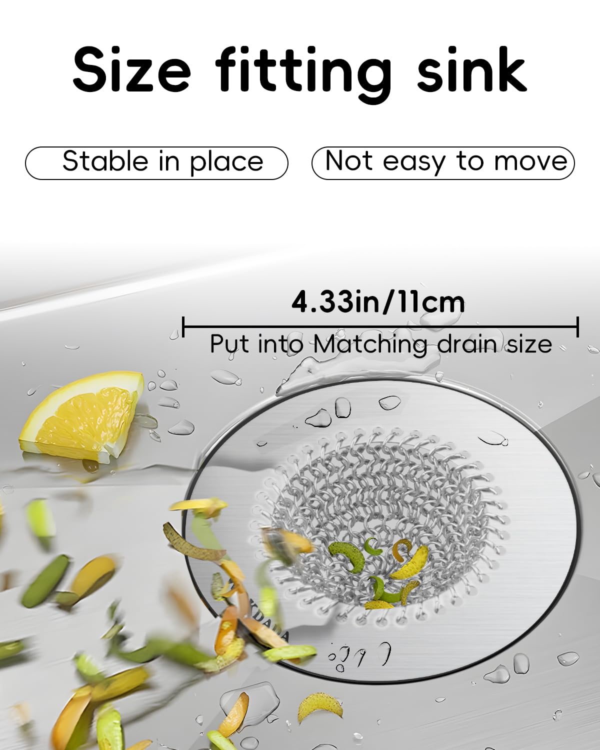 Kitchen Sink Drain Strainer, Flippable Mesh Sink Strainer, Wokdada 304 Stainless Steel Sink Screen, Easy Clean Large Basket Strainer, Anti-Clog Garbage Disposal Cover Fit for Standard 4-1/3 Inch Drain