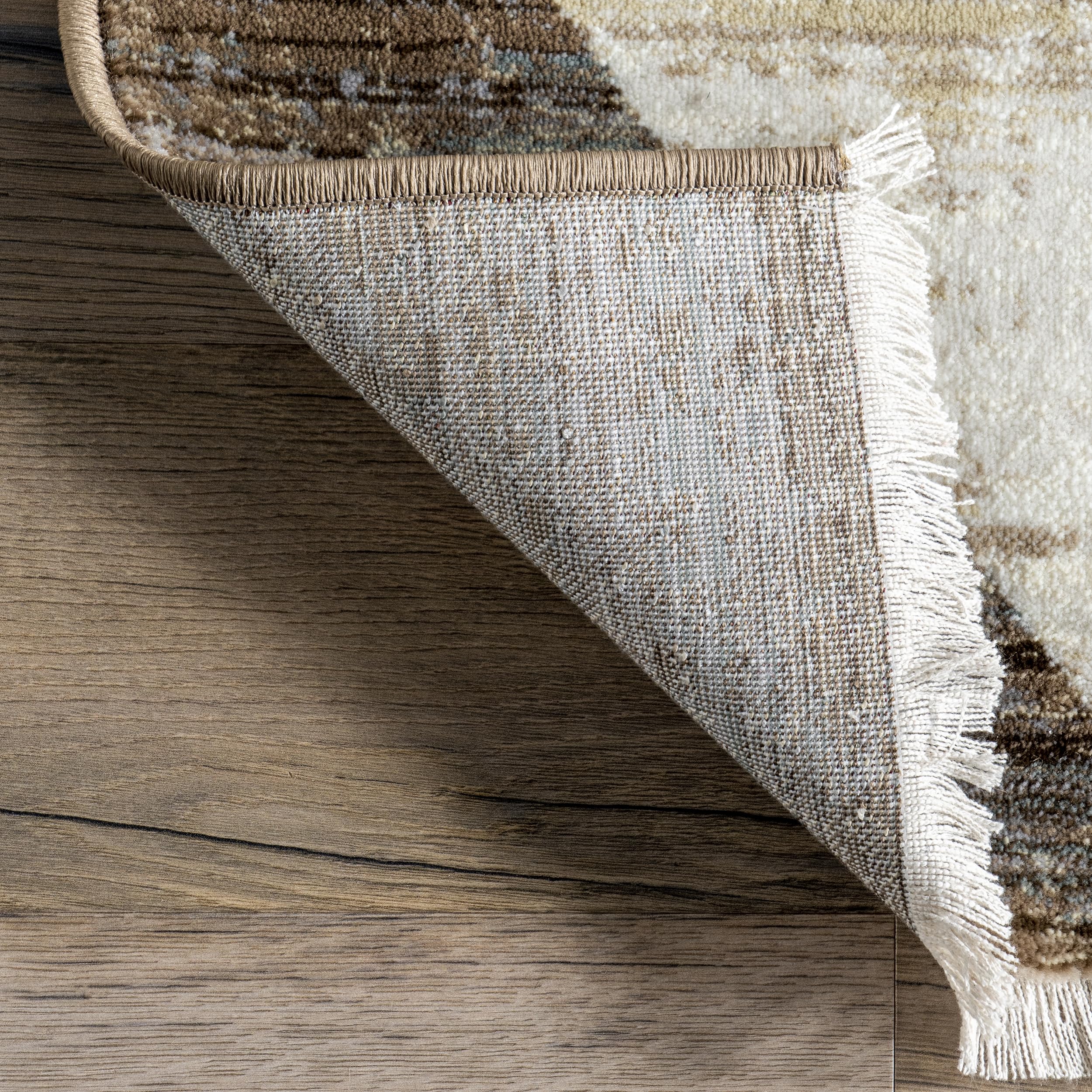 nuLOOM Fringed Performance Indoor Area Rug, Power Loomed, Easy Clean, Durable, Non-Shed, 12' x 16', Meline Beige