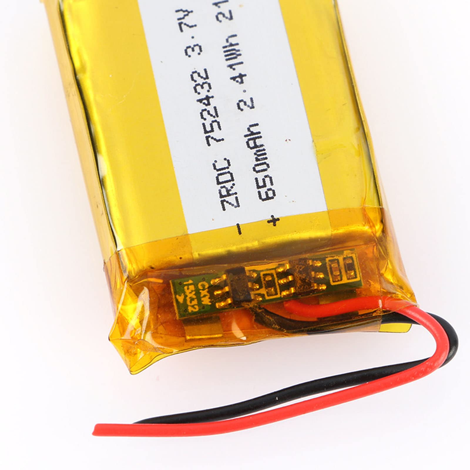 Jieoto 3.7V 650mAh Lithium Polymer Battery 752432 Lithium Polymer ion Battery Pack Rechargeable Battery with JST Connector (2 pcs)