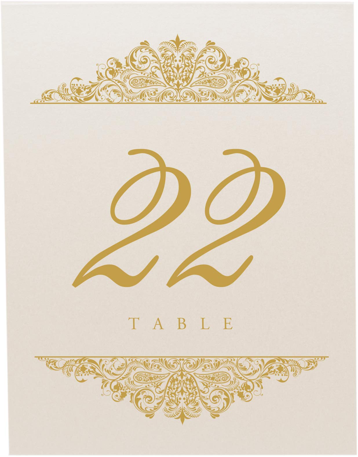 Paisley Wedding Table Numbers (Select Color/Quantity), Champagne, Gold, 1-50, Double Sided, Tent or Use in a Stand, Great for Parties & Restaurants - Made in the USA
