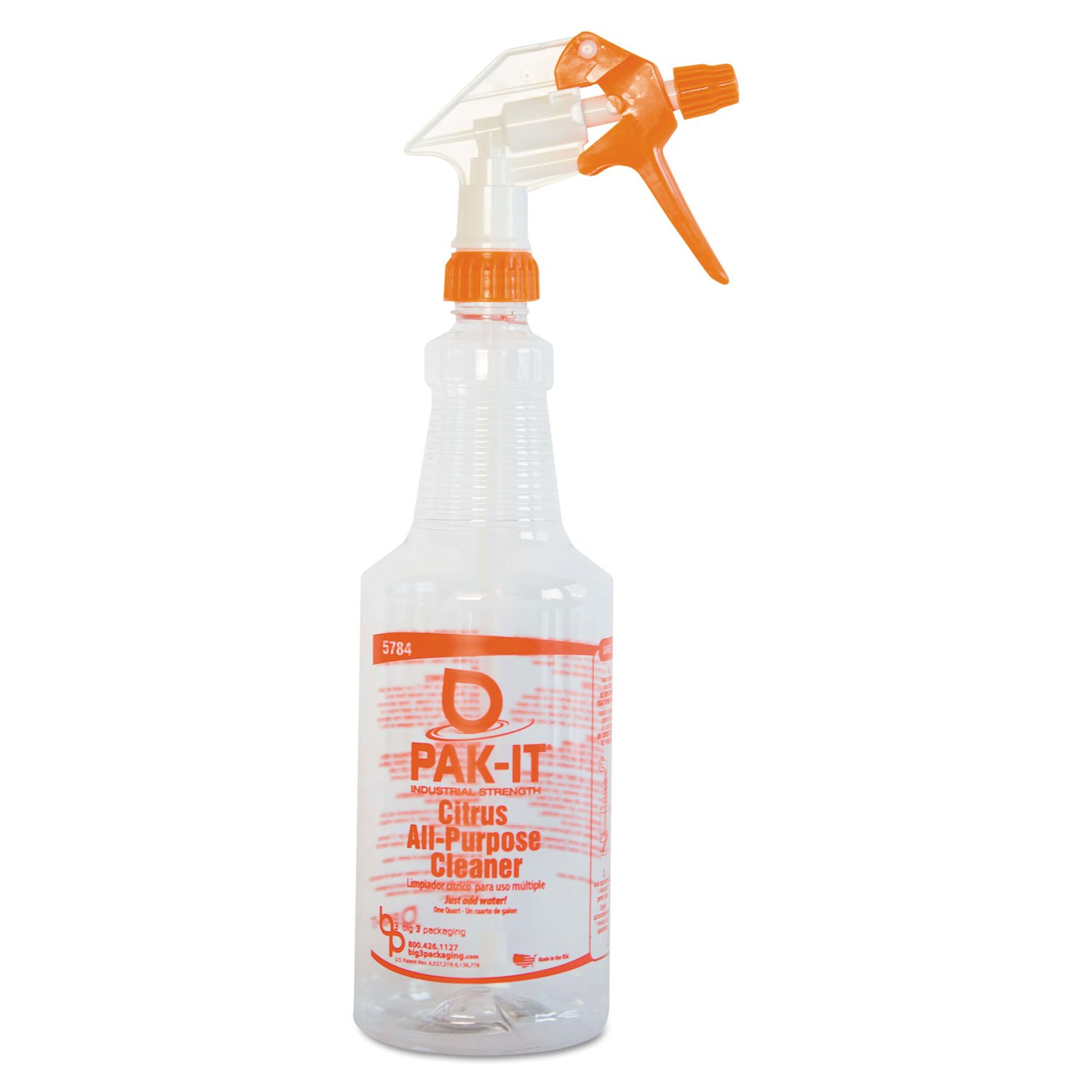 PAK-IT 5784204012CT Color-Coded Trigger-Spray Bottle 32oz Orange Citrus All-Purpose Cleaner 12/CT