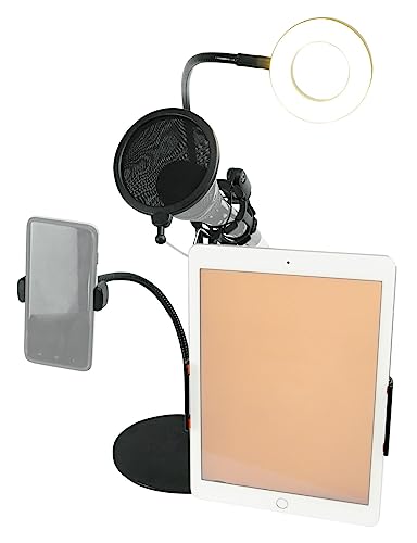 Elite LIVESHOW 4LTM Social Media YouTube Streaming Mic+Selfie Light+Phone+Tablet Holder LIVESHOW4LTM+RMC-XLR Social ROCKGAFFBLACK