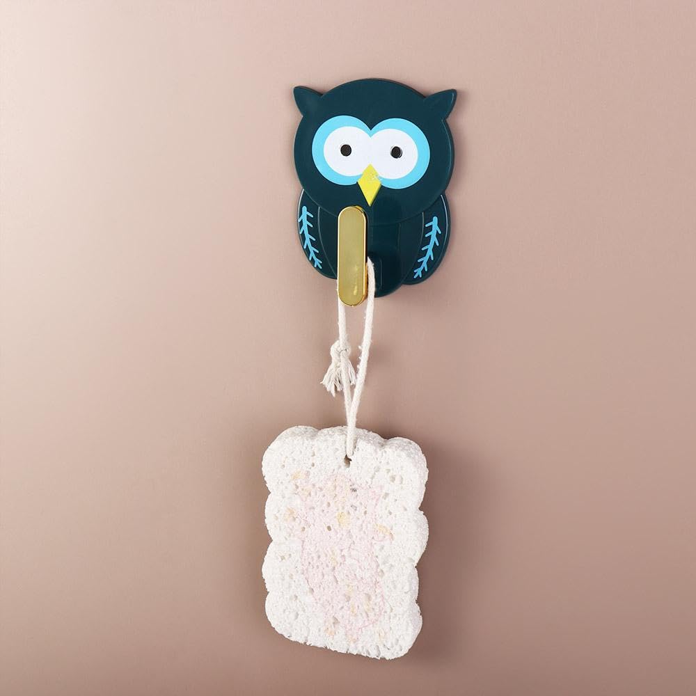 Pokinge 8pcs Cute Coat Hooks Wall Storage Sticky Hook Hanging Multi-Function Self Adhesive Owl Hook Storage Accessories for Kitchen Kids Bedroom Bathroom