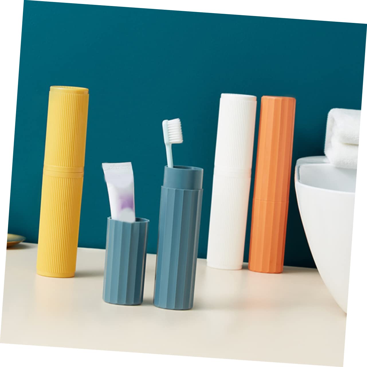 Levemolo 4 pcs Hotel Containers Home Mouthwash Organizers Trips Daily Multi-Function Camping Uses Container Cup Use Business Toothpaste Cups Storage Portable Toothbrush Organizer