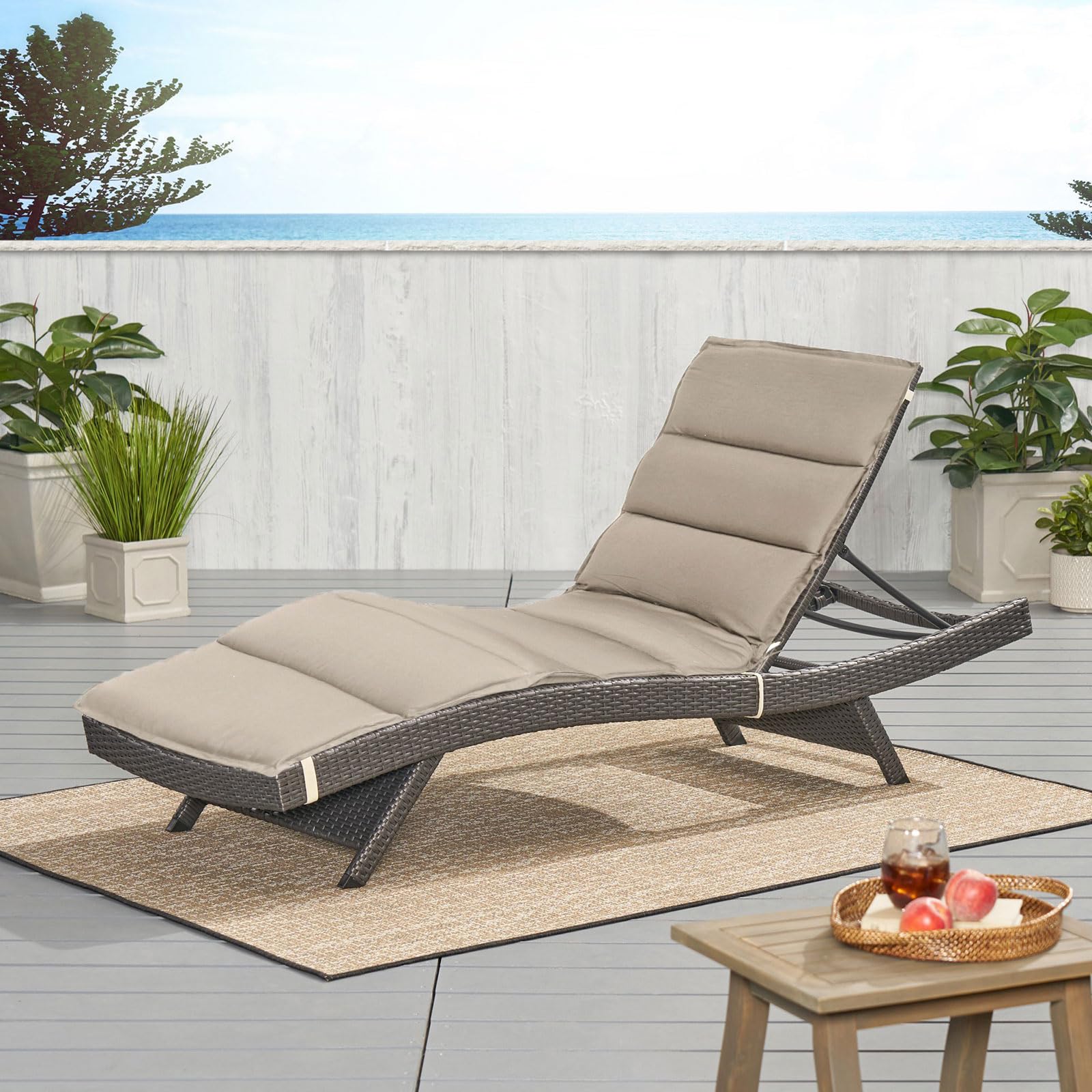 Maphissus Foldable Outdoor Chaise Lounge Cushion,Water-Resistant Pool Lounge Chair Cushion,72 Inch Patio Reclining Sun Lounger Cushions
