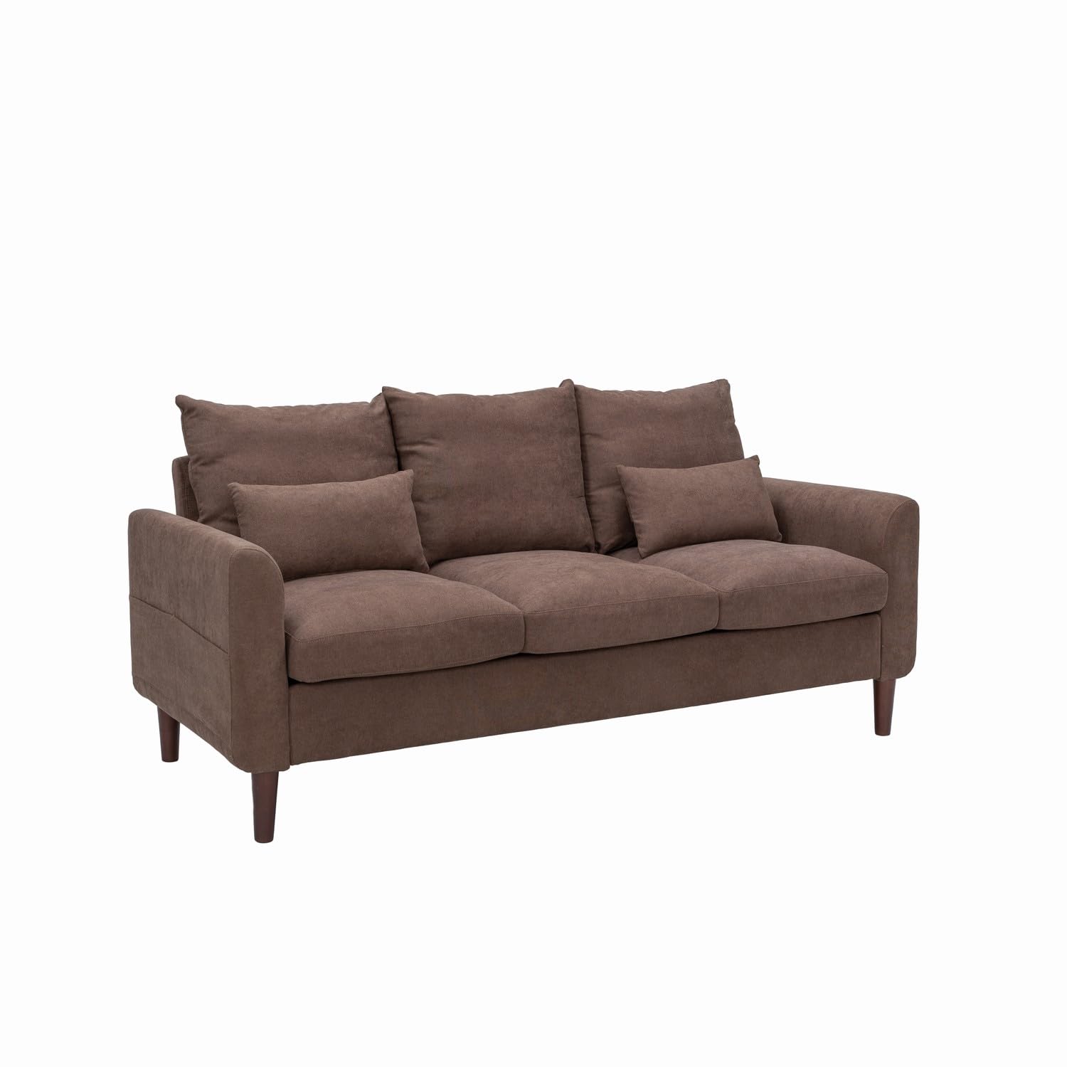 Panana Sectional Sofa 3 Seat Couch, Modern Sofa with Solid Wood Legs, Couches Sofas for Living Room Apartment Bedroom, Comfortable Small Couches for Small Spaces (Black Faux Leather-Track Arm)