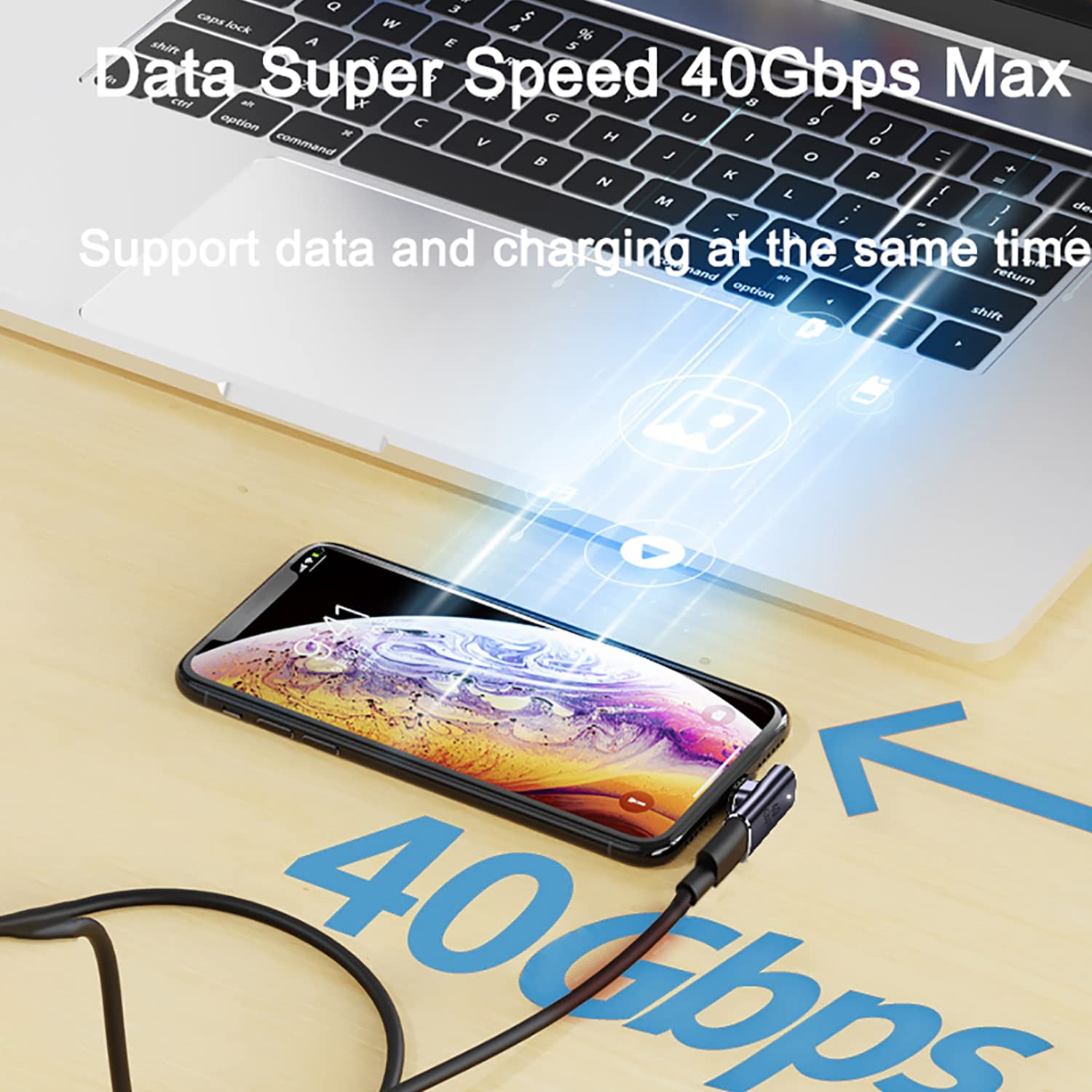 JINPINCABLE Magnetic USB C 40Gbps Adapter, 24 Pin Design, PD100W Quick Charge, 8K@60Hz, Compatible with Thunderbolt 4/3, for Laptop, Smartphone, iMac, iPad, Switch