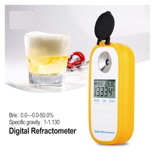 KYKYK Refractometer, Auto Refractometer Digital Beer Refractometer Wort Hydrometer Brix 50% Alcohol Concentration Meter Wine Alcohol Teste for Fruit, Homebrewing, Juice, Vegetables