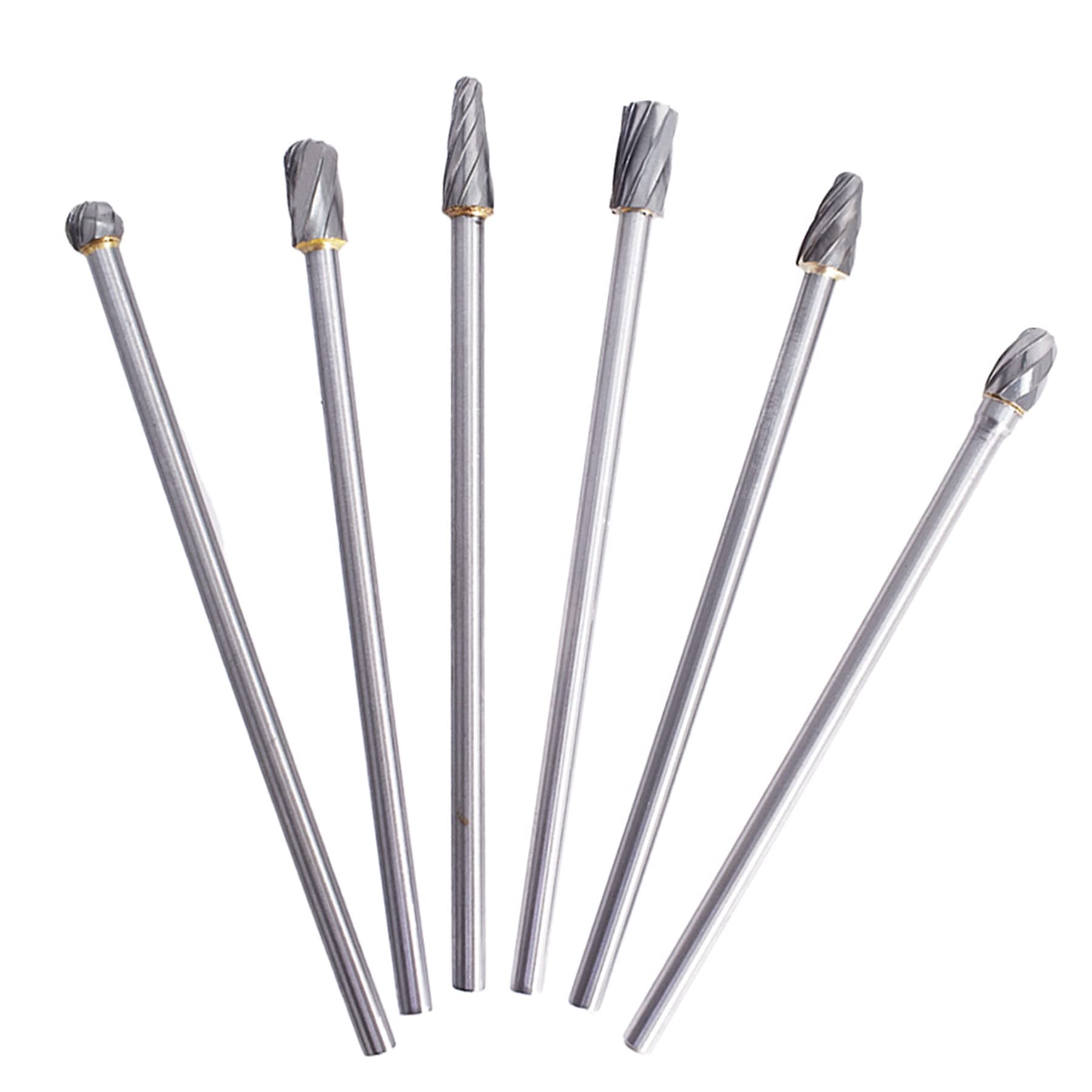 marddpair 6Pcs 6MM(1/4 Inch) Shank 10MM Head 150MM Length Carbide Alloy Rotary Burr Set Fit Rotary Tool for Woodworking, Drilling, Metal Craving, Engraving, Polishing