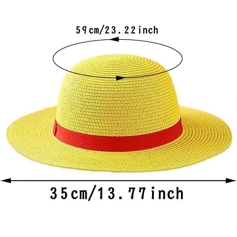 Jintoong 3Pcs One Piece Luffy Straw Hat Anime Cosplay Accessories Hat Performance Animation Props Party Costume Beach Hats & Bracelet Ring