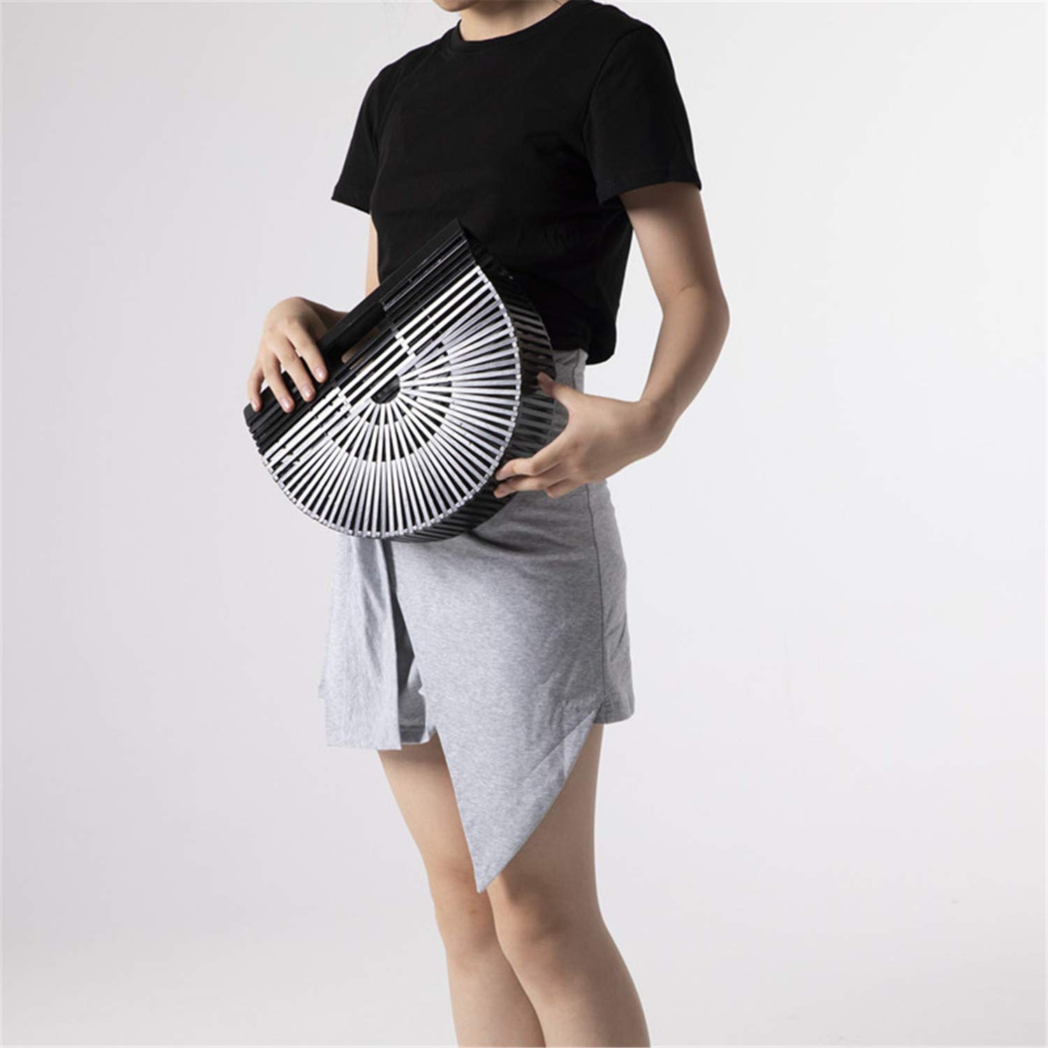 Women Handbag Beach Bags Summer Luxury Designer Bamboo Handbags Ladies Handmade Purse Pink 28cm