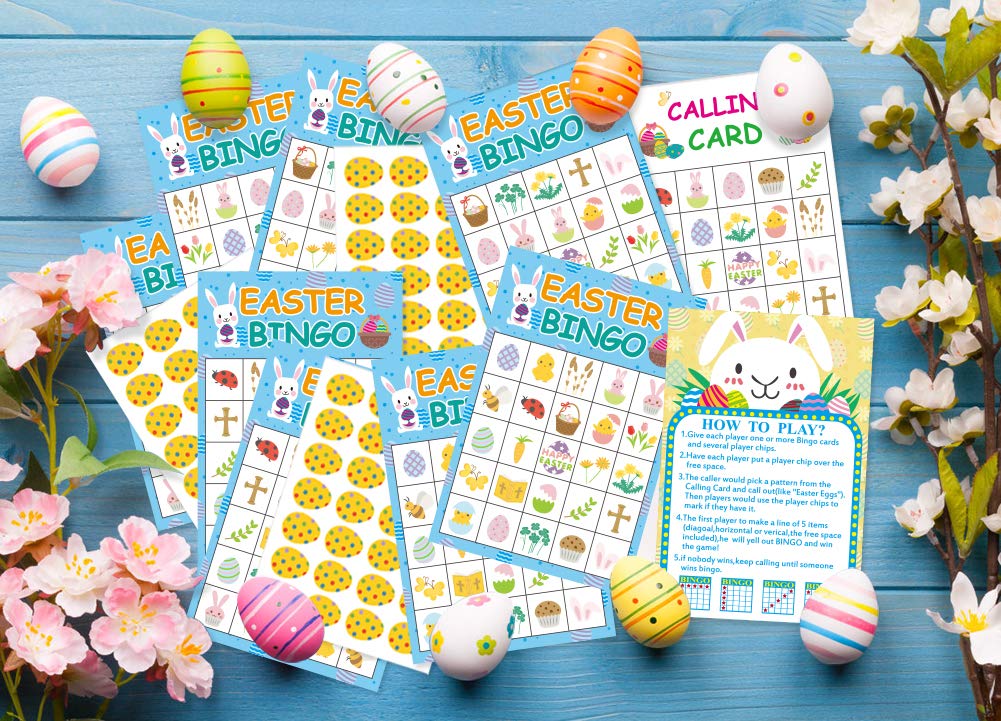 XJF Easter Bingo Game for Kids,24 Players for Kids Party Supplies,School Classroom Activities