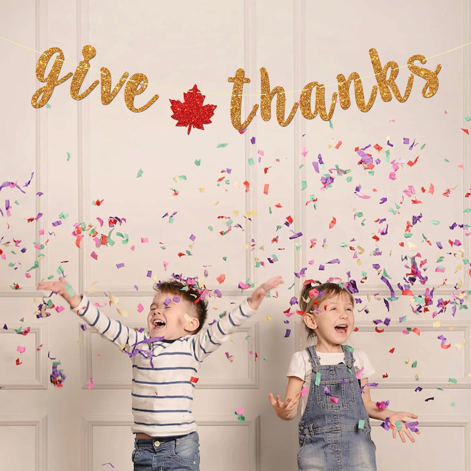 Rose Gold Give Thanks Banner - Thanksgiving Party Decoration - Thanksgiving Sign - Thanksgiving Home Decoration