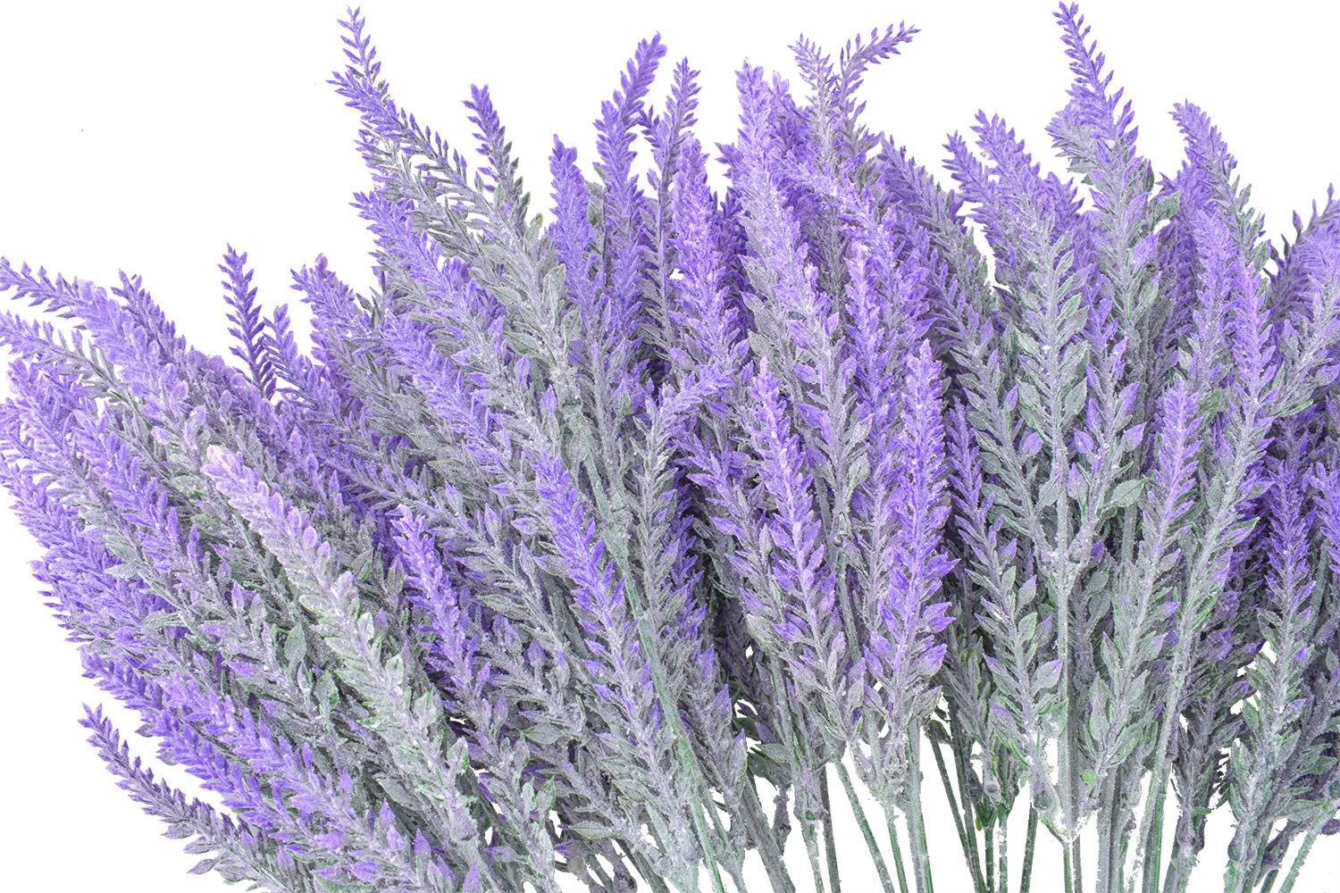 XONOR 12 Bouquets Artificial Flocking Lavender Flowers Fake Lavender Plant for Wedding Home Decor Office Table Garden Patio Decoration (Purple)