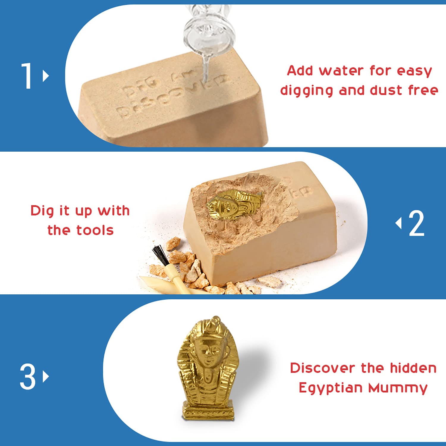 XX Excavation Dig Kit for Kids Egyptian Mummy Toy 6 Styles to Collect
