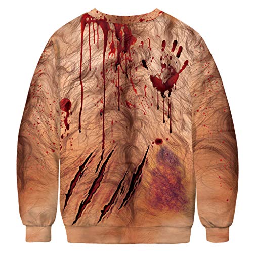 Women's Sweatshirt Thenlian Mens Casual Scary Halloween 3D Print Party Long Sleeve Hoodie Top Blouse(M, Red 2)