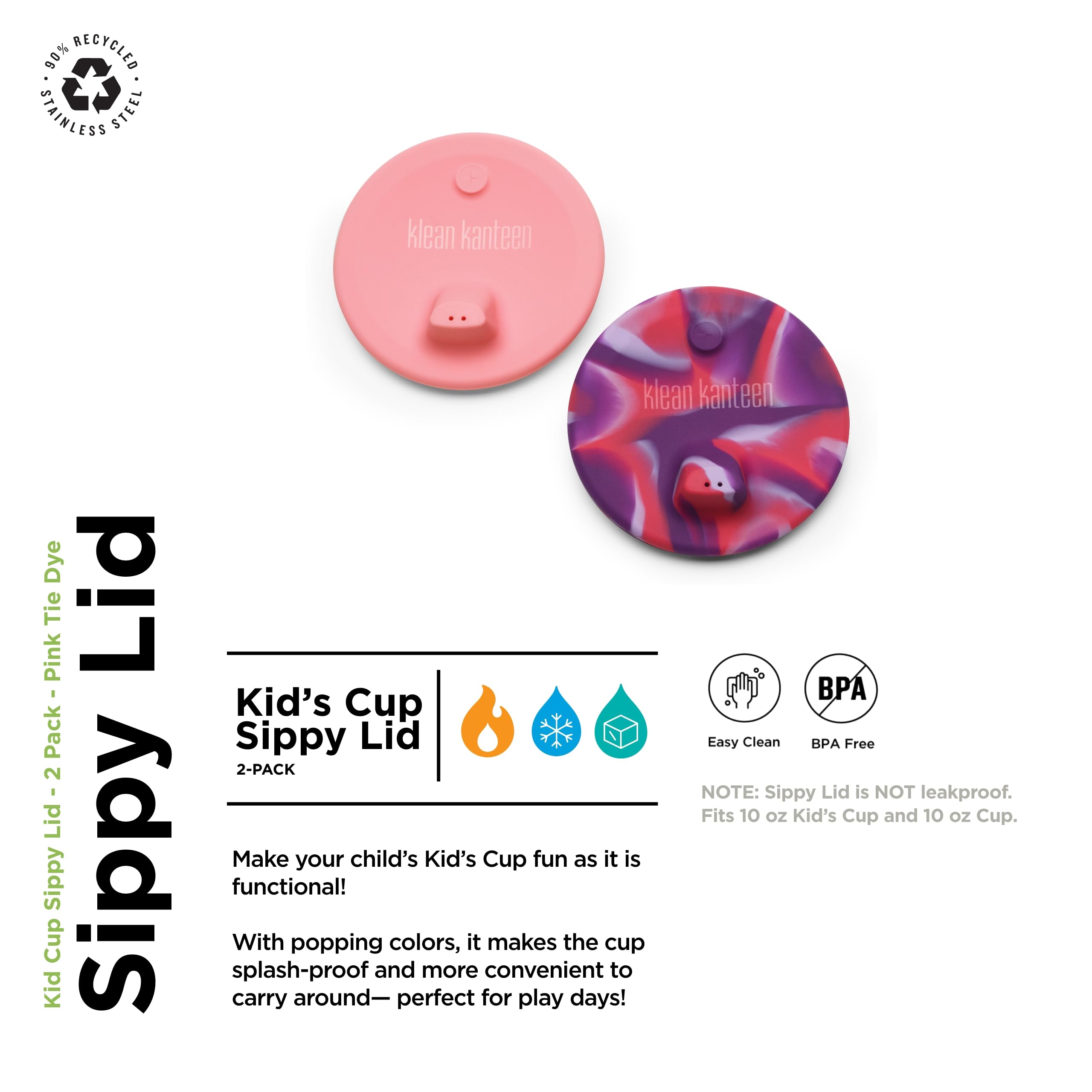 KLEAN KANTEEN Pink Tie Dye Tie Dye Kid's Sippy Cup Lid 2ct, 2 CT