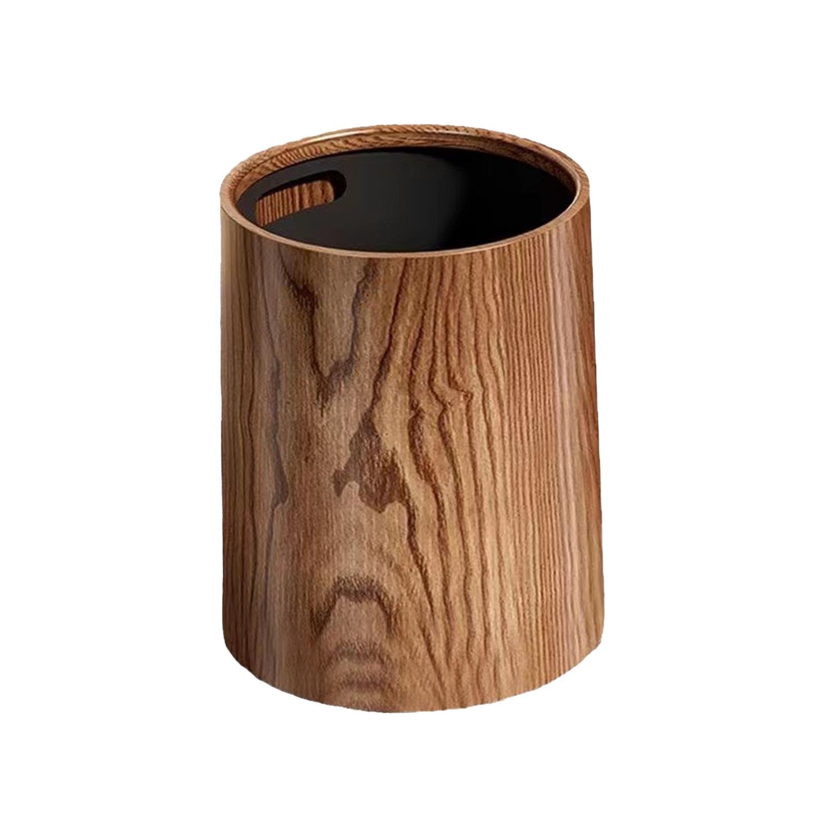 ＫＬＫＣＭＳ Wood Grain Trash Can Garbage Bin Large Capacity Fashion Waste Basket Toilet Paper Basket for Bedroom Bathroom Laundry Kitchen, 12L