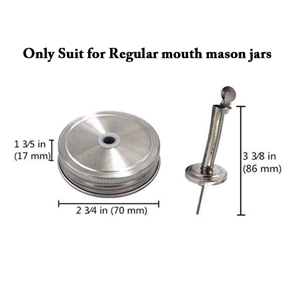 Mason Jar Liquor/Oil Pour Spout Dispenser, Sprouting Mason Jar Lid,Shaker Lid Shaker Dry Rub Lid - Cocktail, Mix Spices, Dredge Flour, Sugar Pack of 6
