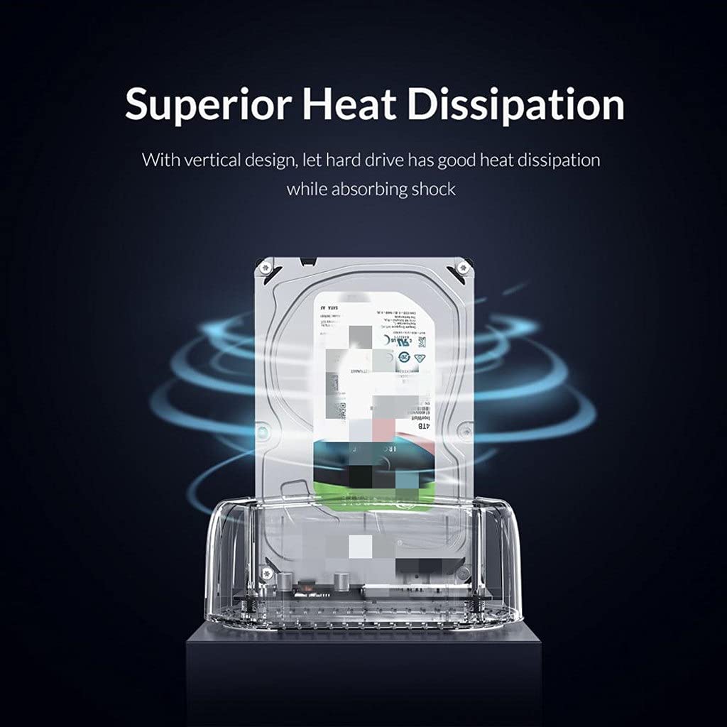 LHLLHL 3.5 Inch USB to SATA Transparent HDD Docking Station USB3.0 5Gbps with 12V Power Adapter