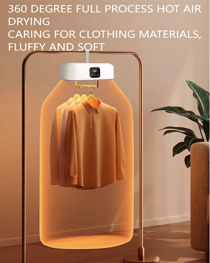 Portable Clothes Dryer,Mini Clothing Care Machine With Remote Control,Quick And Easy-To-Use Small Dryer,Suitable For Small Spaces, Apartments, RVs, And Dormitories,Carrying Clothes Drying Bags